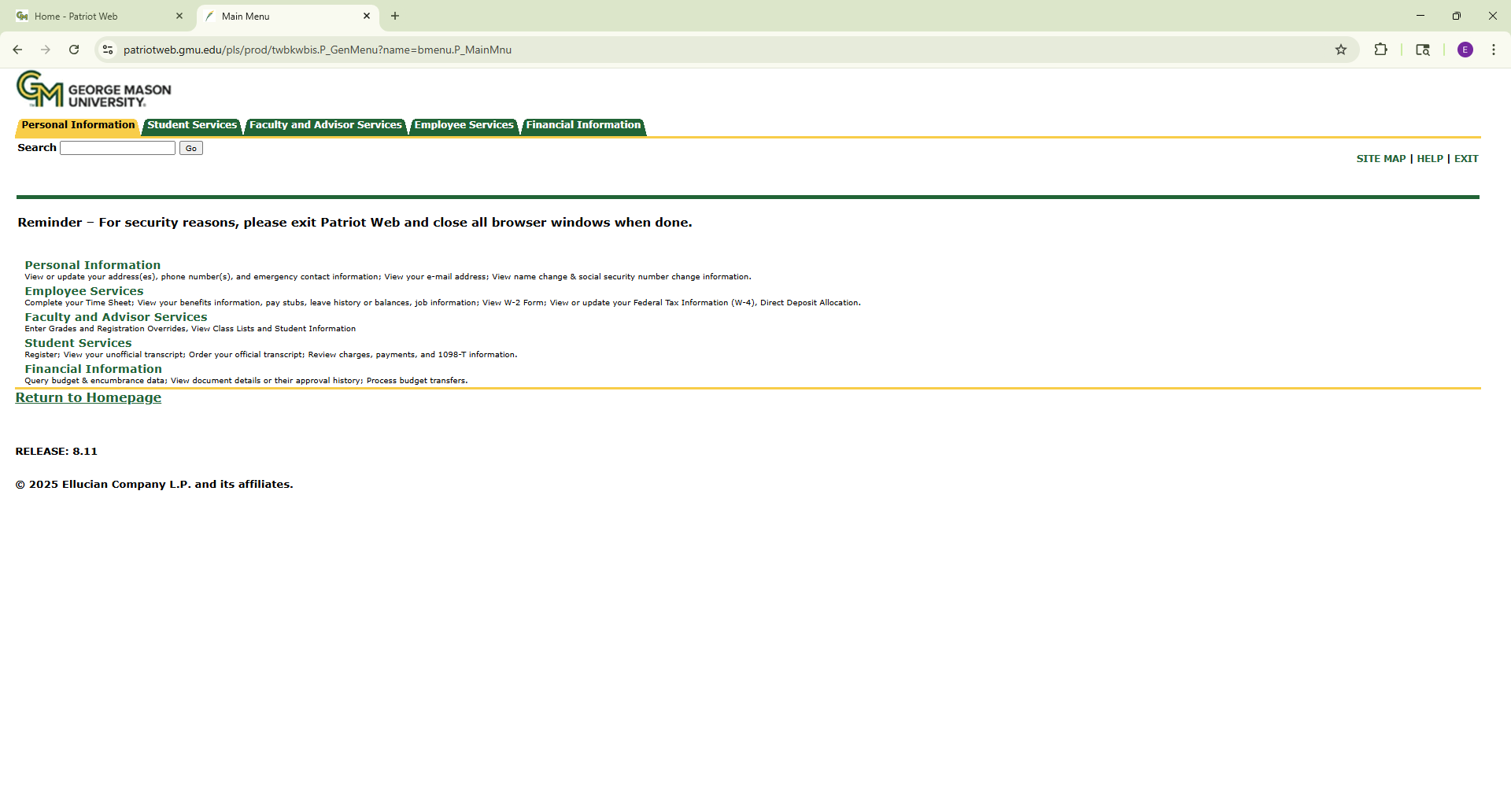 Patriot Web Upgrade Fall 2025 - Information Technology Services